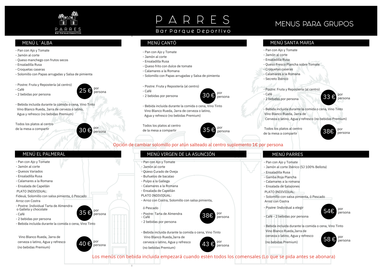 Menu – Restaurante Parres
